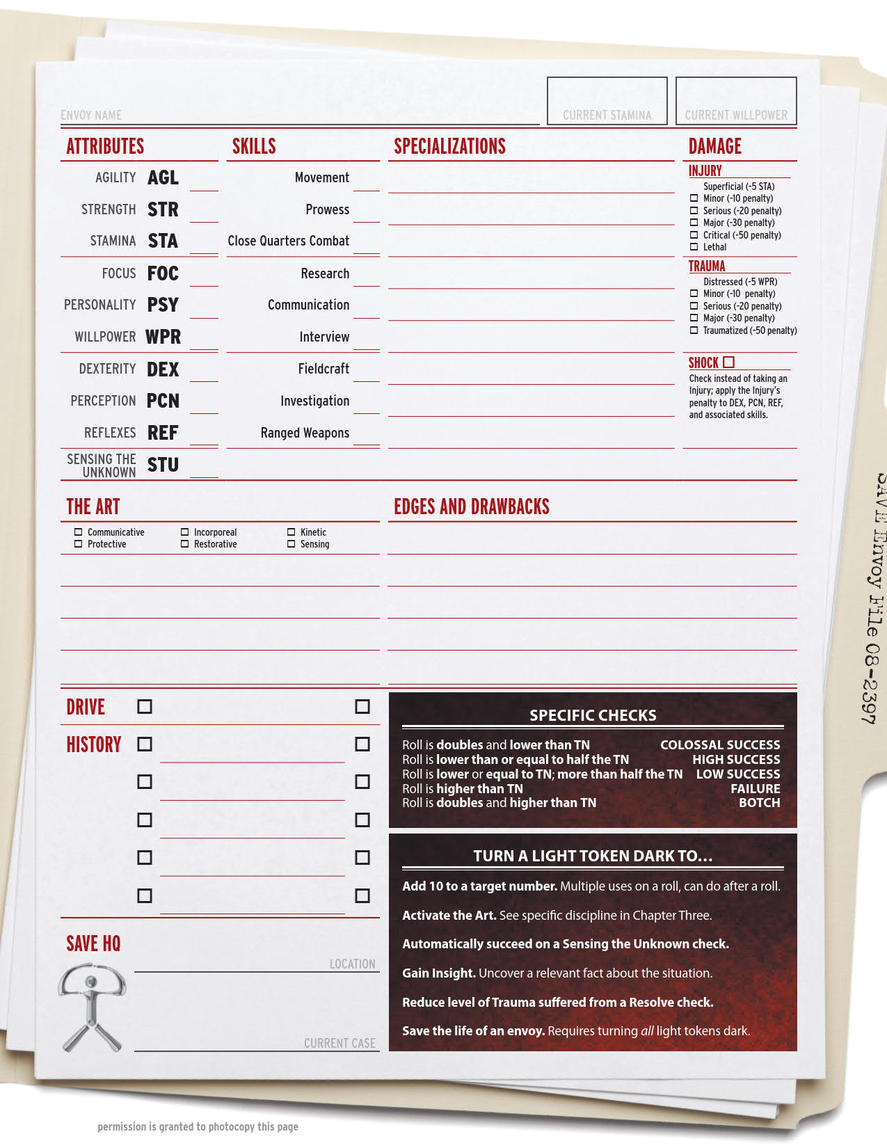 Character Sheet - Chill