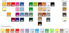 Colour palette - Brickipedia, the LEGO Wiki