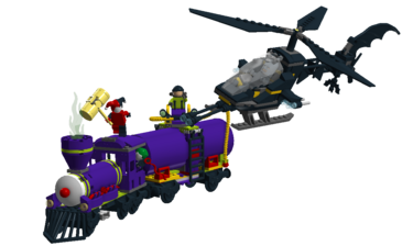 Fan:Joker's Laughing Train and the Bat-Copter - Brickipedia, the LEGO Wiki