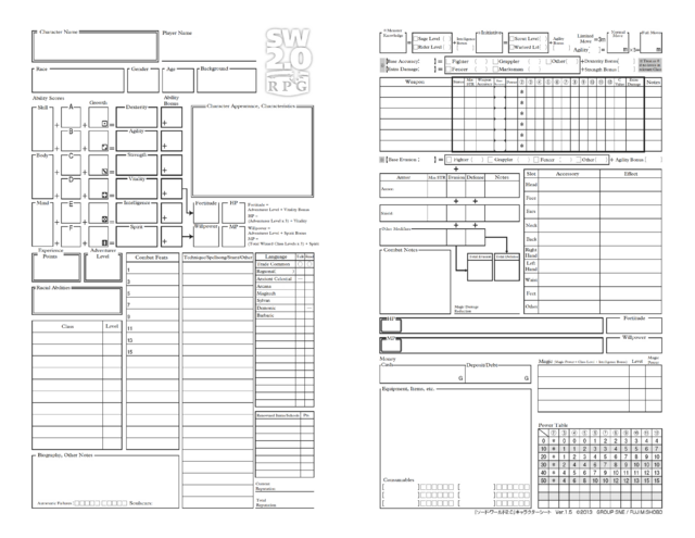 Character Sheet - Sword World Translation Project